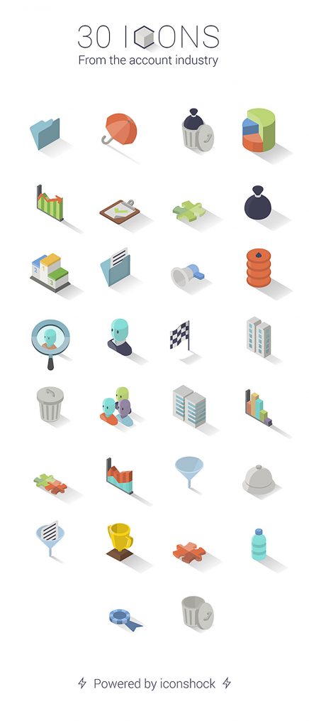 30 iconos isométricos y gratuitos del ámbito del negocio